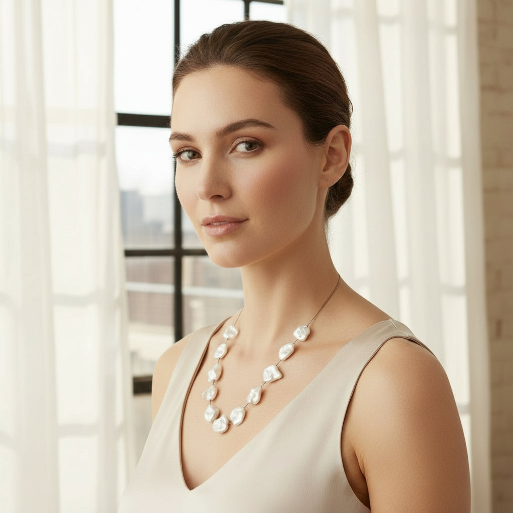 Lena Skadegard Jewels | Floating Baroque Pearl Necklace | Firecracker